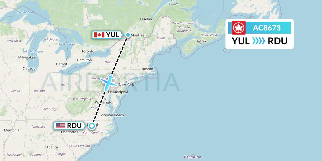 AC8673 Flight Status Air Canada: Montreal to Raleigh-Durham (ACA8673)