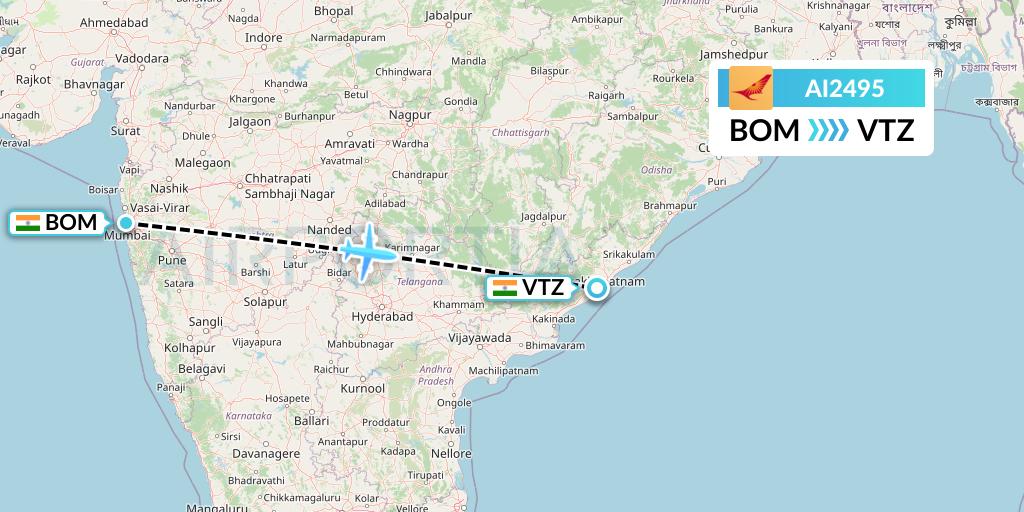 AI2495 Flight Status Air India: Mumbai to Visakhapatnam (AIC2495)