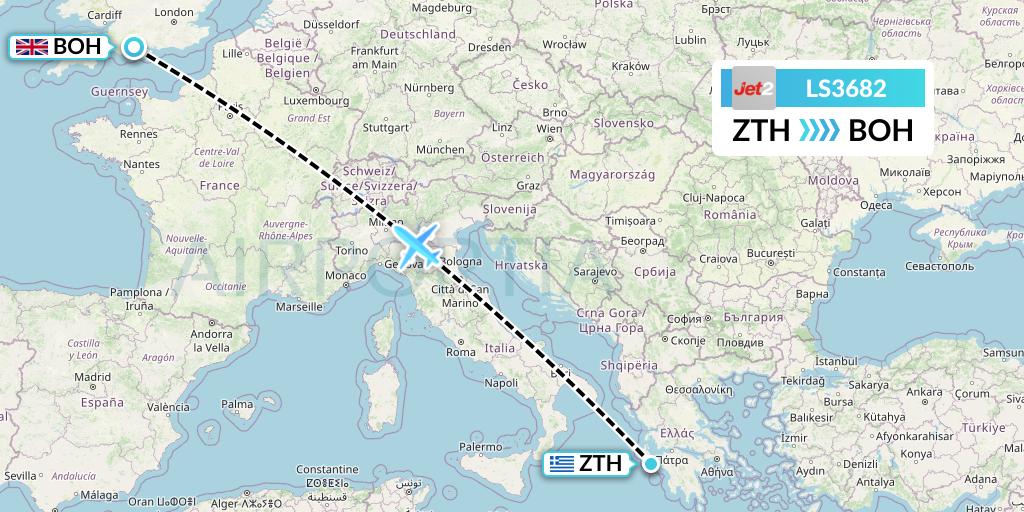 LS3682 Flight Status Jet2: Zakynthos to Bournemouth (EXS3682)