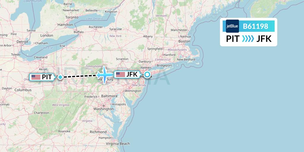 B61198 Flight Status JetBlue Airways: Pittsburgh to New York (JBU1198)
