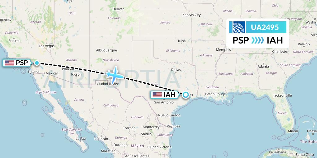 UA2495 Flight Status United Airlines: Palm Springs to Houston (UAL2495)