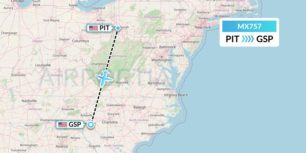 MX757 Flight Status Breeze Airways: Pittsburgh to Greenville ...
