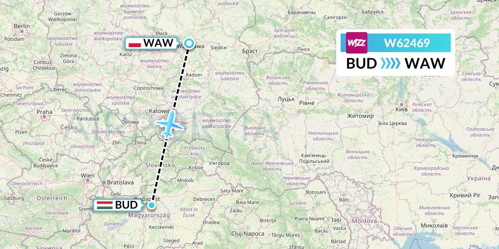 W62469 Flight Status Wizz Air: Budapest to Warsaw (WZZ2469)