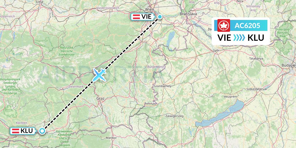 AC6205 Flight Status Air Canada: Vienna to Klagenfurt (ACA6205)