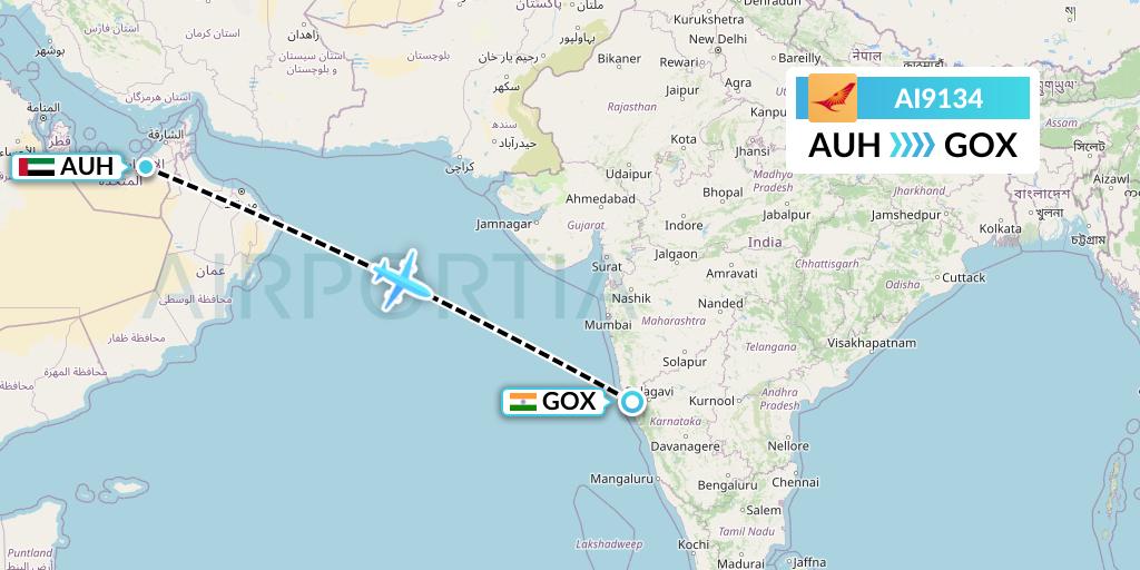AI9134 Flight Status Air India: Abu Dhabi to Goa (AIC9134)