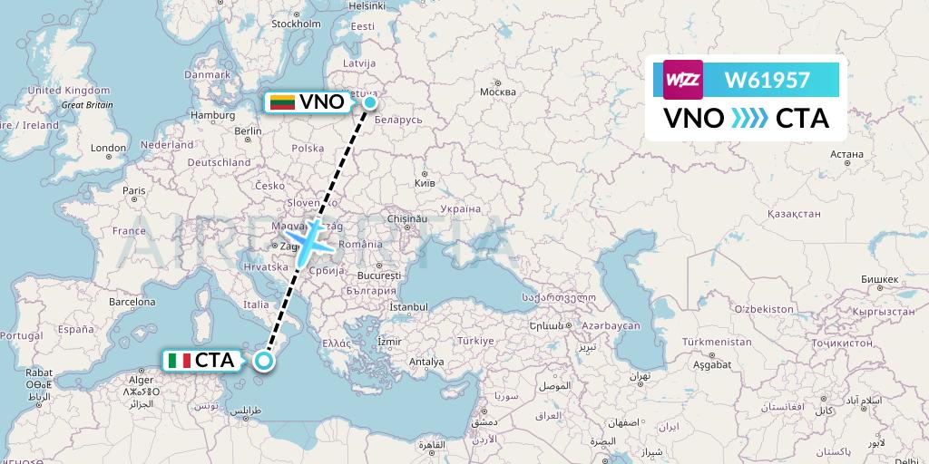 W61957 Flight Status Wizz Air: Vilnius to Catania (WZZ1957)