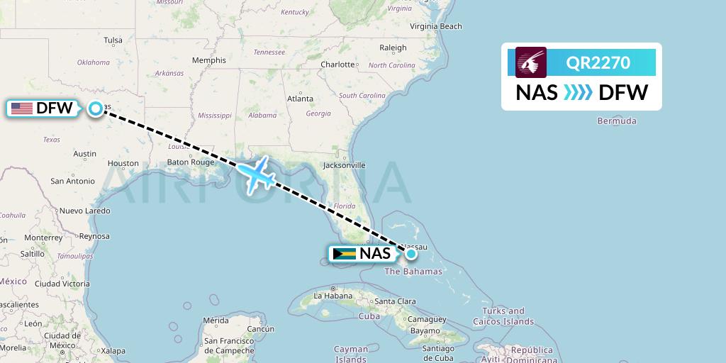 QR2270 Flight Status Qatar Airways: Nassau to Dallas (QTR2270)