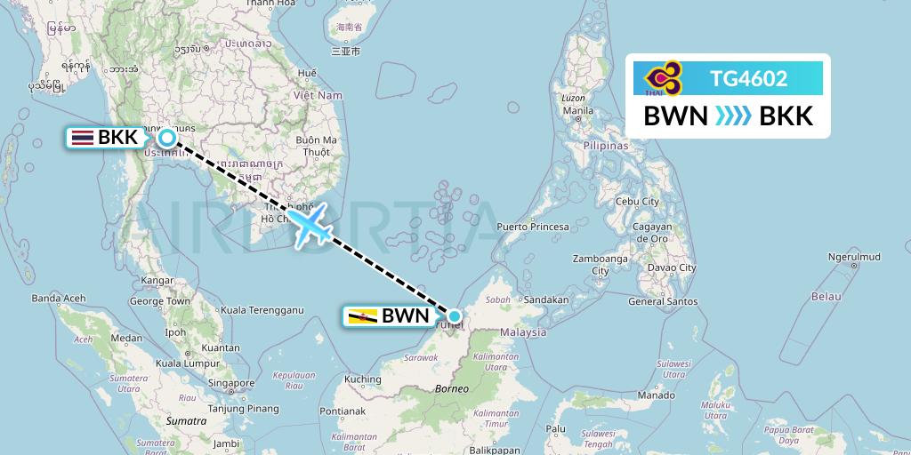 TG4602 Flight Status Thai Airways: Brunei to Bangkok (THA4602)