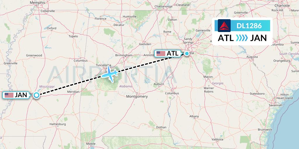 DL1286 Flight Status Delta Air Lines: Atlanta to Jackson (DAL1286)
