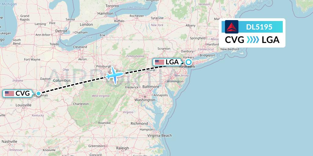 DL5195 Flight Status Delta Air Lines: Cincinnati to New York (DAL5195)