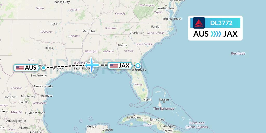 DL3772 Flight Status Delta Air Lines: Austin to Jacksonville (DAL3772)