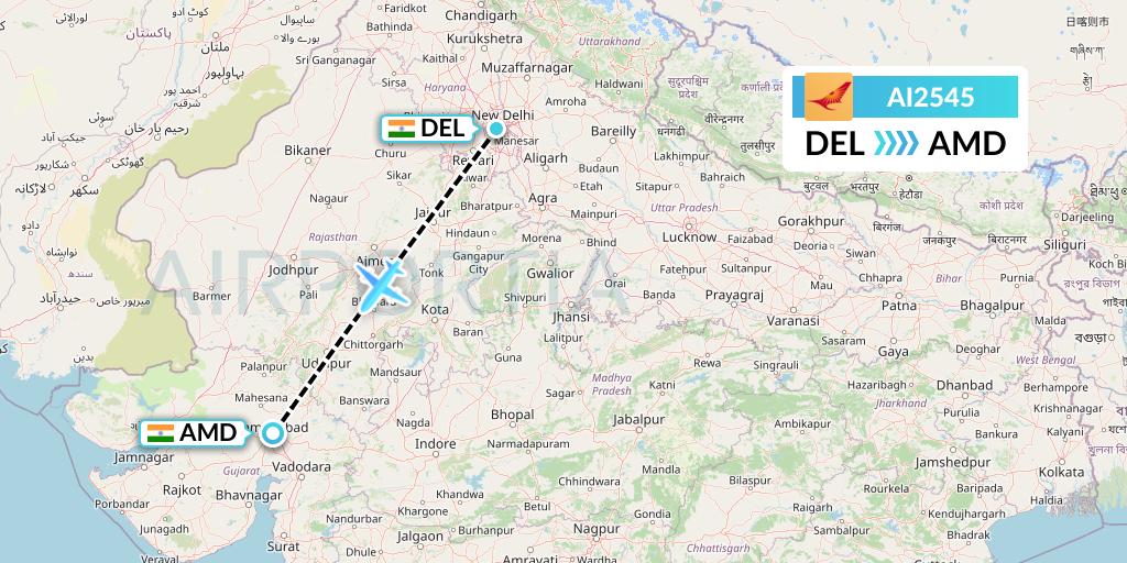 AI2545 Flight Status Air India: Delhi to Ahmedabad (AIC2545)