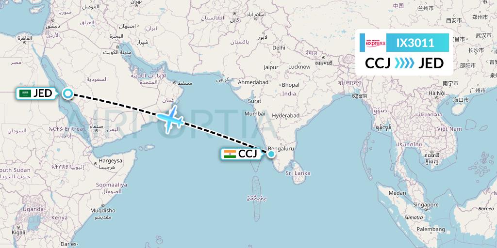IX3011 Flight Status Air India Express: Kozhikode to Jeddah (AXB3011)
