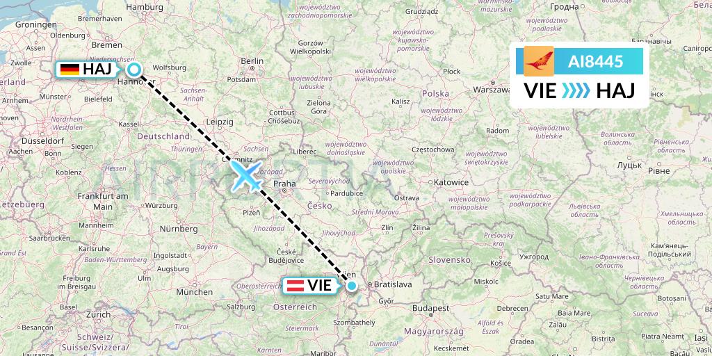 AI8445 Flight Status Air India: Vienna to Hannover (AIC8445)