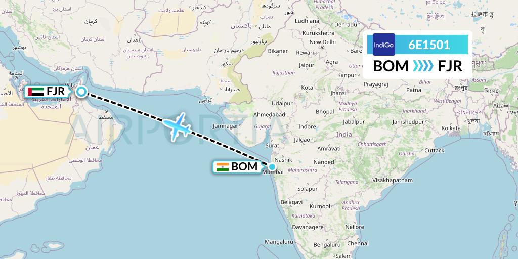 6E1501 Flight Status IndiGo Airlines: Mumbai to Fujairah (IGO1501)