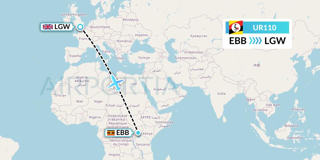 UR110 Flight Status Uganda Airlines: Entebbe to London (UGD110)