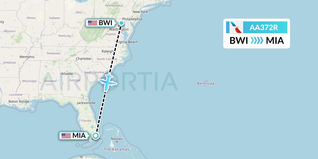 AA372R Flight Status American Airlines: Baltimore to Miami (AAL372R)