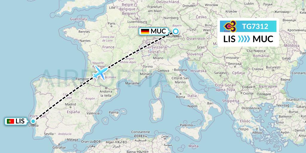 TG7312 Flight Status Thai Airways: Lisbon to Munich (THA7312)