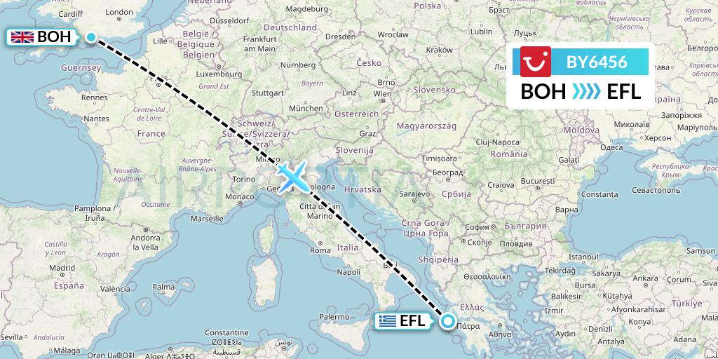 BY6456 Flight Status TUI Airways: Bournemouth to Kefalonia (TOM6456)