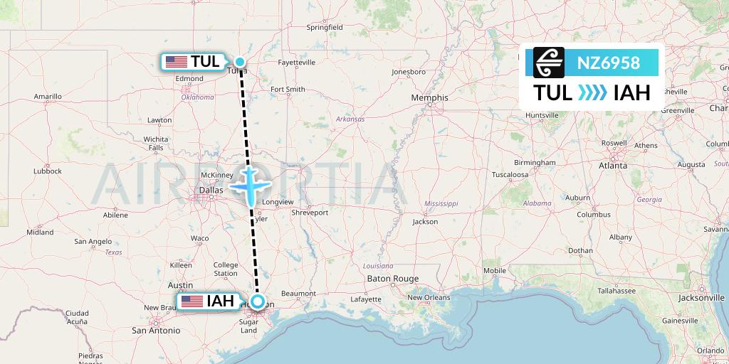 NZ6958 Flight Status Air New Zealand: Tulsa to Houston (ANZ6958)