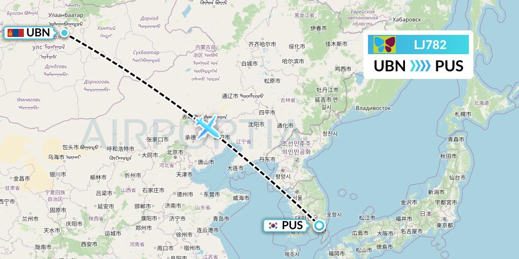 LJ782 Flight Status Jin Air: Ulan Bator to Busan (JNA782)