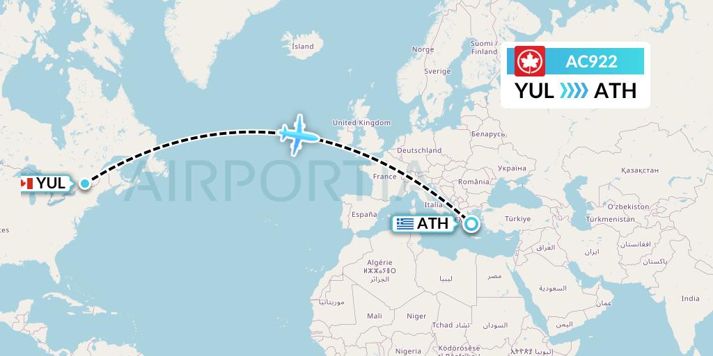 AC922 Flight Status Air Canada: Montreal to Athens (ACA922)