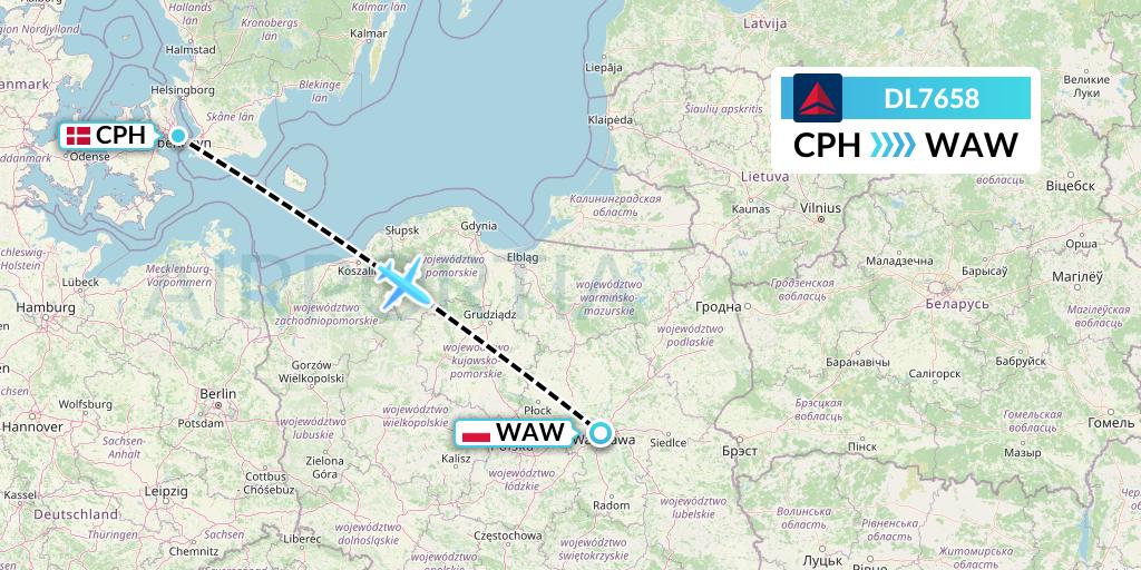 DL7658 Flight Status Delta Air Lines: Copenhagen to Warsaw (DAL7658)