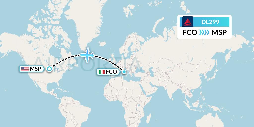 DL299 Flight Status Delta Air Lines: Rome to Minneapolis (DAL299)