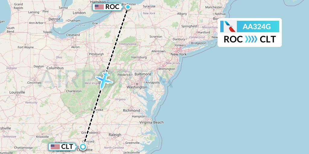 AA324G Flight Status American Airlines: Rochester to Charlotte (AAL324G)
