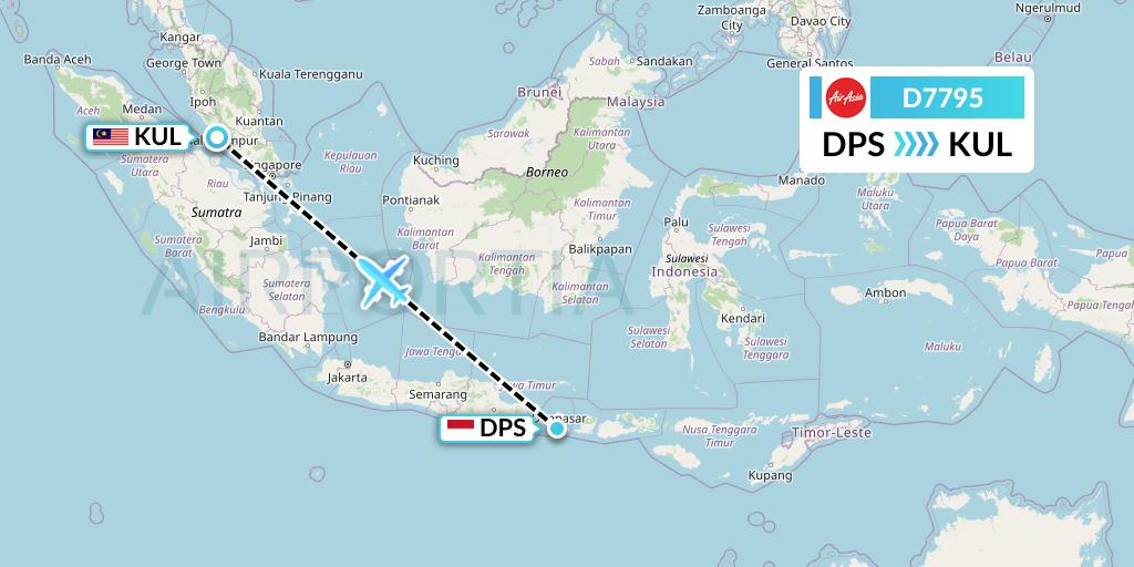 D7795 Flight Status AirAsia X: Denpasar to Kuala Lumpur (XAX795)