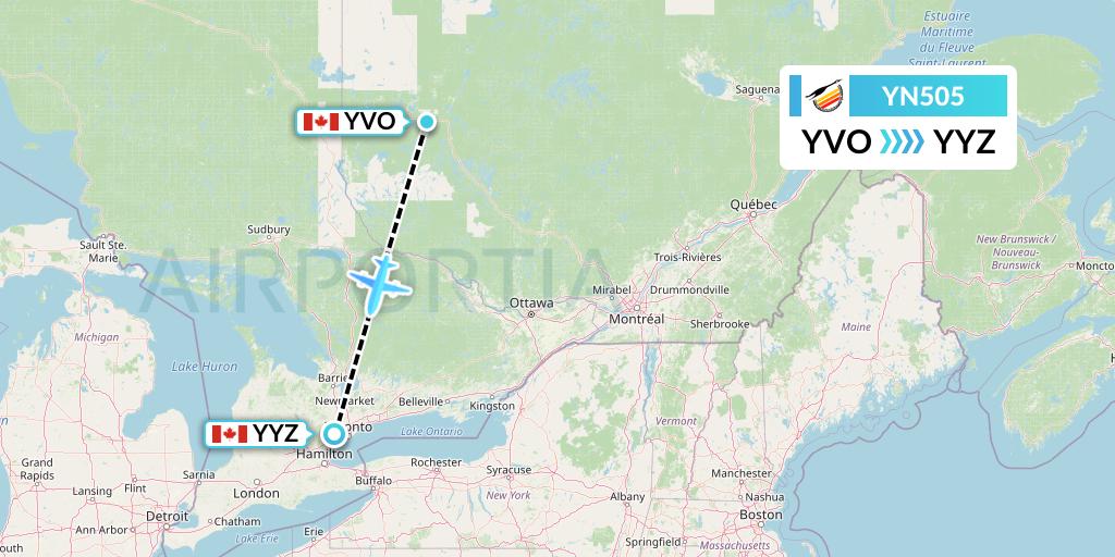 YN505 Flight Status Air Creebec: Val-d'Or to Toronto (CRQ505)
