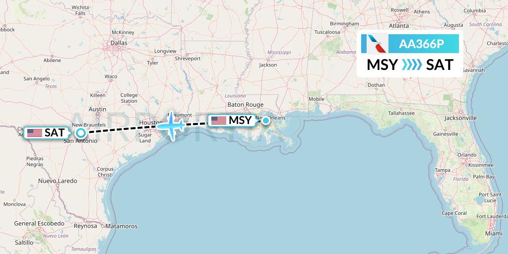 AA366P Flight Status American Airlines: New Orleans to San Antonio ...