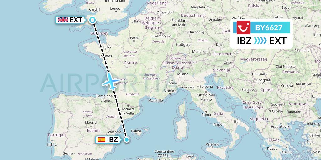 BY6627 Flight Status TUI Airways: Ibiza to Exeter (TOM6627)