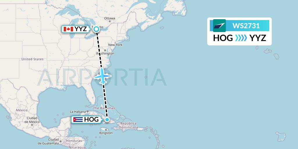 WS2731 Flight Status WestJet: Holguin to Toronto (WJA2731)