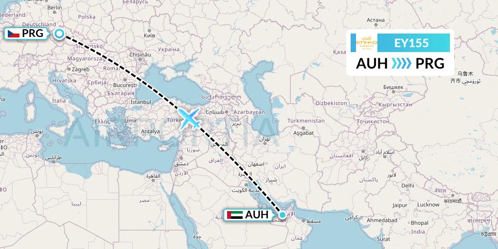 EY155 Flight Status Etihad Airways: Abu Dhabi to Prague (ETD155)