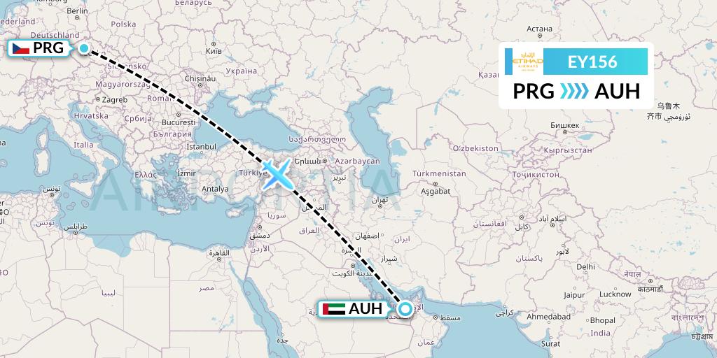 EY156 Flight Status Etihad Airways: Prague to Abu Dhabi (ETD156)