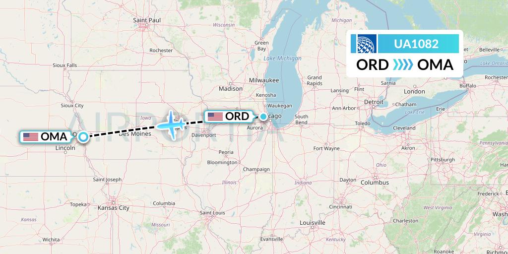 UA1082 Flight Status United Airlines: Chicago to Omaha (UAL1082)
