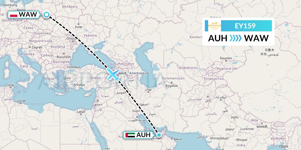 EY159 Flight Status Etihad Airways: Abu Dhabi to Warsaw (ETD159)