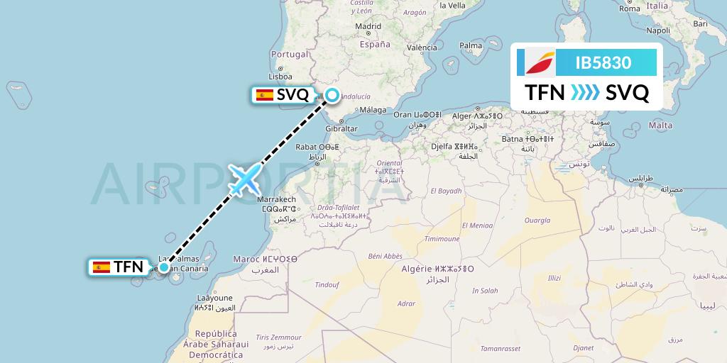 IB5830 Flight Status Iberia: Tenerife to Seville (IBE5830)
