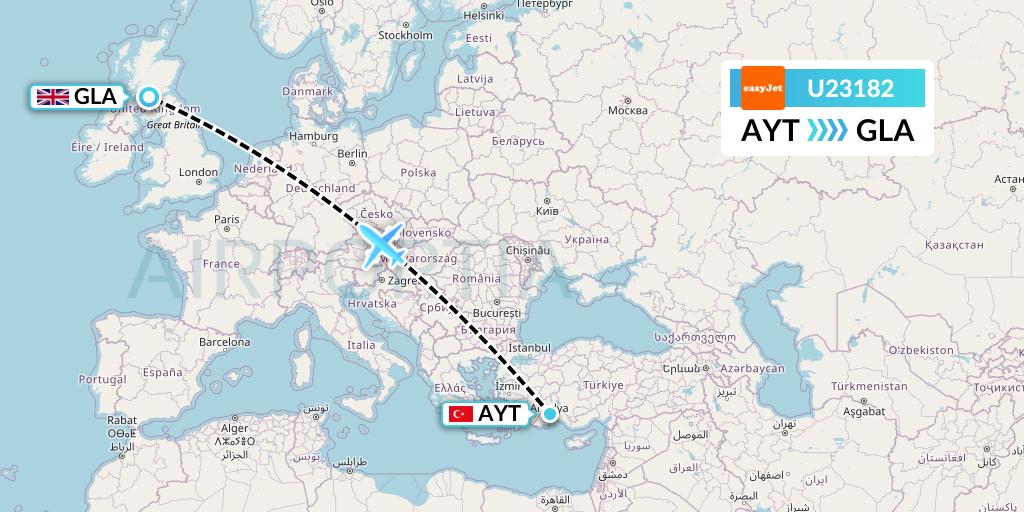 U23182 Flight Status EasyJet: Antalya to Glasgow (EZY3182)