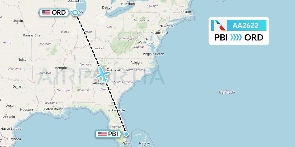 AA2622 Flight Status American Airlines: West Palm Beach to Chicago ...