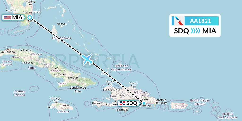 AA1821 Flight Status American Airlines: Santo Domingo to Miami (AAL1821)