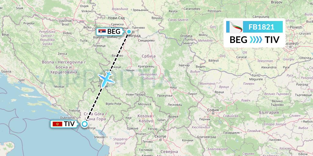 FB1821 Flight Status Bulgaria Air: Belgrade to Tivat (LZB1821)