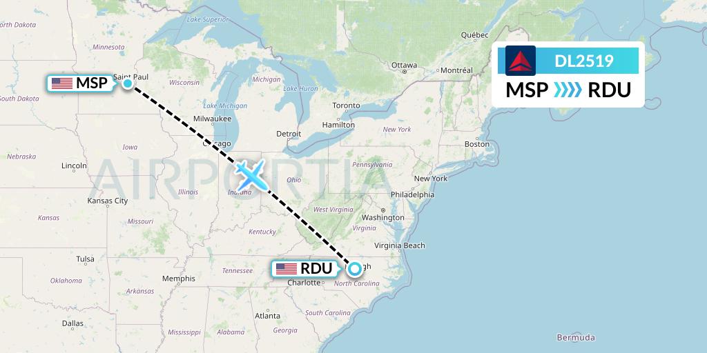 DL2519 Flight Status Delta Air Lines: Minneapolis to Raleigh-Durham ...