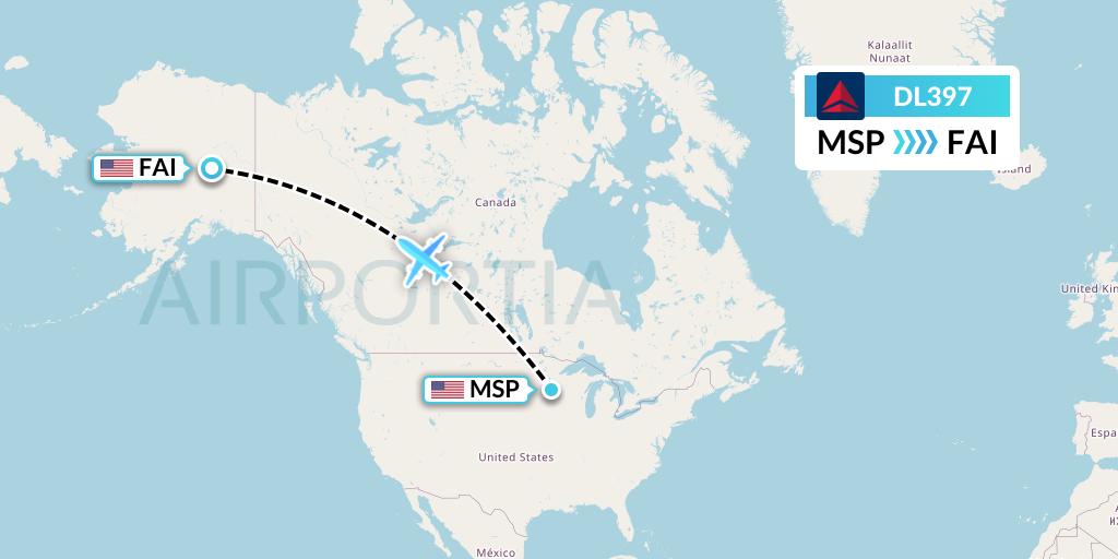 DL397 Flight Status Delta Air Lines: Minneapolis to Fairbanks (DAL397)