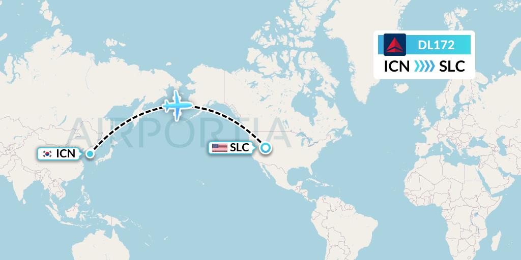 DL172 Flight Status Delta Air Lines: Seoul to Salt Lake City (DAL172)