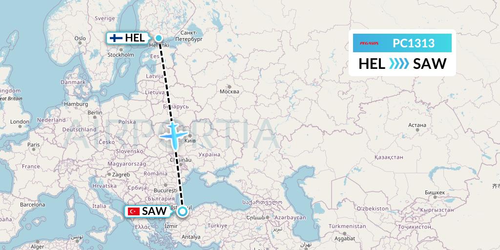 PC1313 Flight Status Pegasus Airlines: Helsinki to Istanbul (PGT1313)