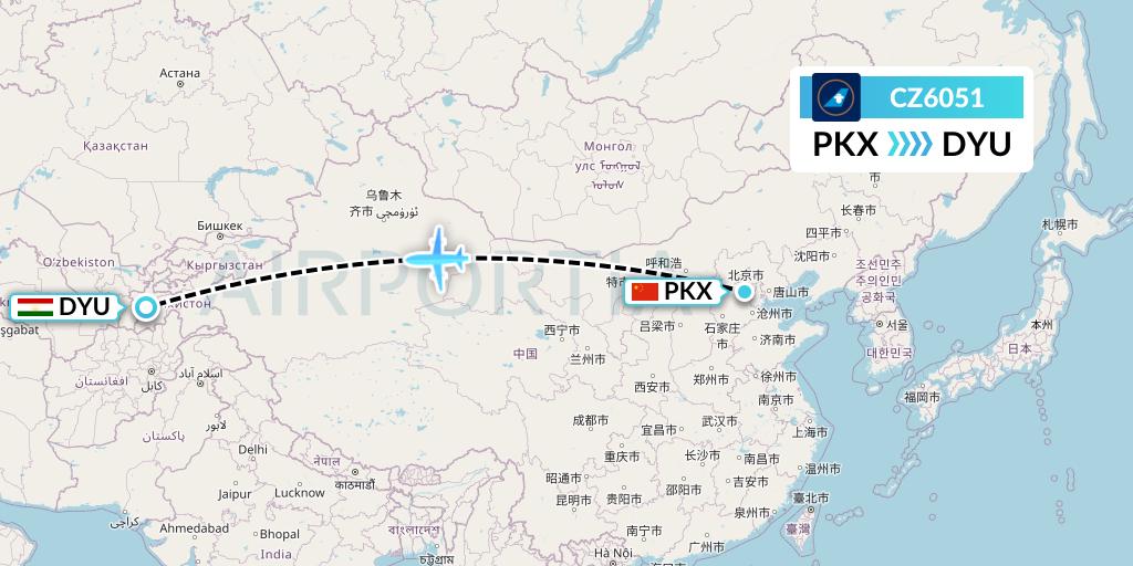 CZ6051 Flight Status China Southern Airlines: Beijing to Dushanbe (CSN6051)