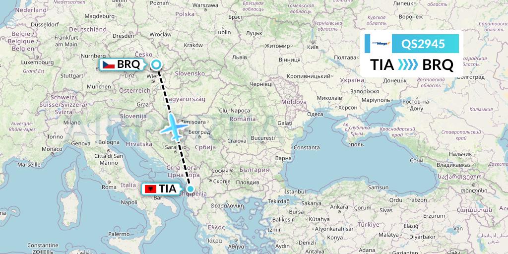 QS2945 Flight Status Smartwings: Tirana to Brno (TVS2945)