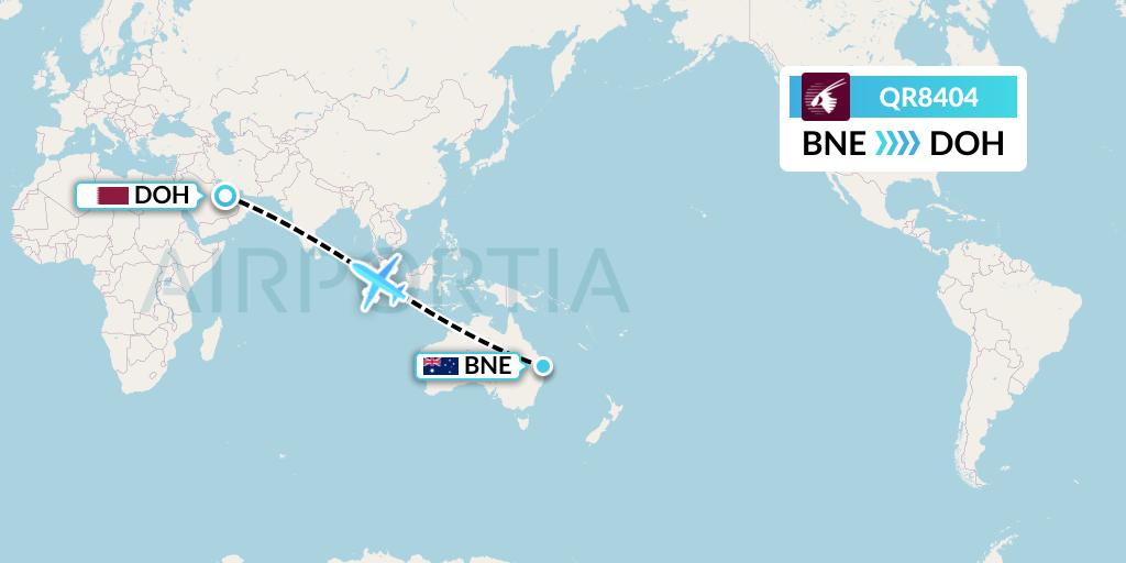 QR8404 Flight Status Qatar Airways: Brisbane to Doha (QTR8404)